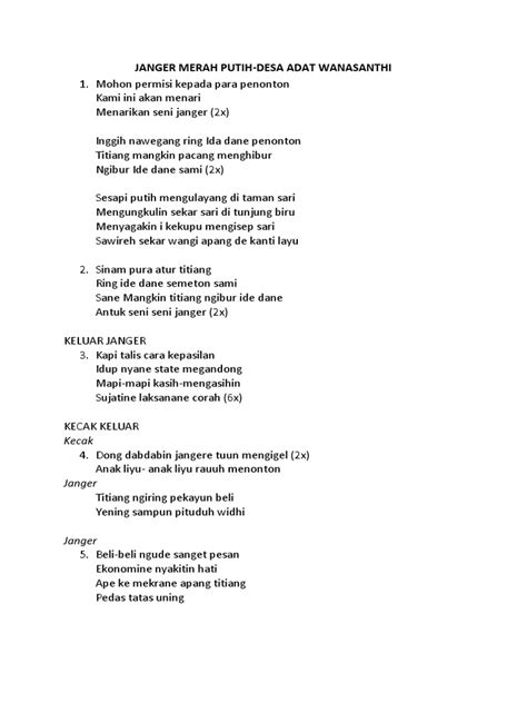 Tradisi Tari Janger Di Desa Adat Wanasanthi Pdf