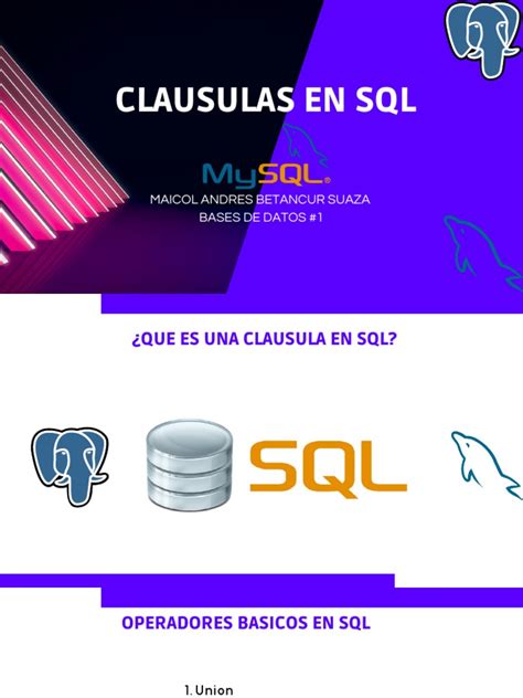Clausulas En Sql Maicol Andres Betancur Suaza Bases De Datos 1 Pdf