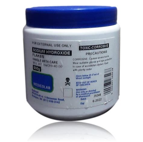 Sodium Hydroxide Caustic Soda Pellets 500g Medicolab