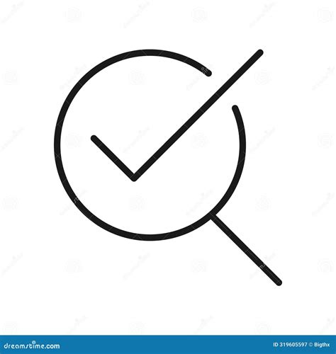 Magnifier With Check Mark Icon Quality Control Illustration Stock