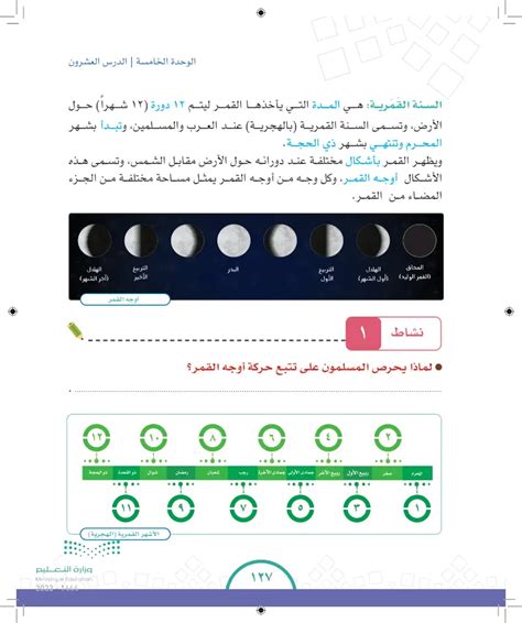 دوران القمر حول الأرض الدراسات الاجتماعية رابع ابتدائي المنهج السعودي