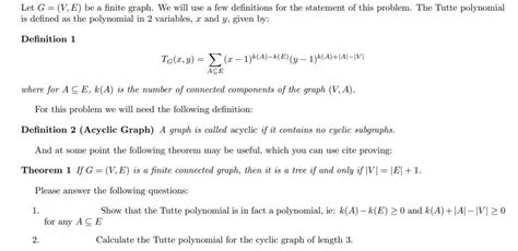 Let G V E Be A Finite Graph We Will Use A Few