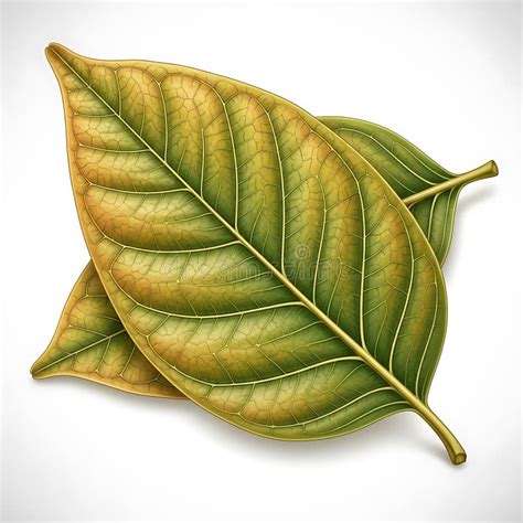 Realistic Leaf Image On White Background Botanical Vivid Leaf Texture