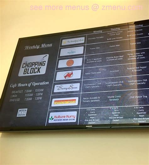 Menu At Chopping Block Cafeteria Kansas City