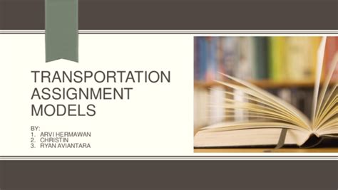 Pdf Transportation Assignment Models