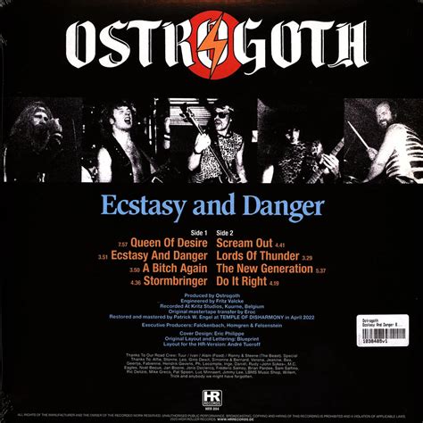 Ostrogoth Ecstasy And Danger Blue Vinyl Edition Vinyl Lp 1984 Eu Reissue Hhv