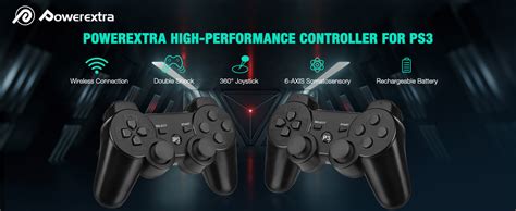 2 Pack Ps3 Controllers Wireless Powerextra Replacement Ps3 Controller