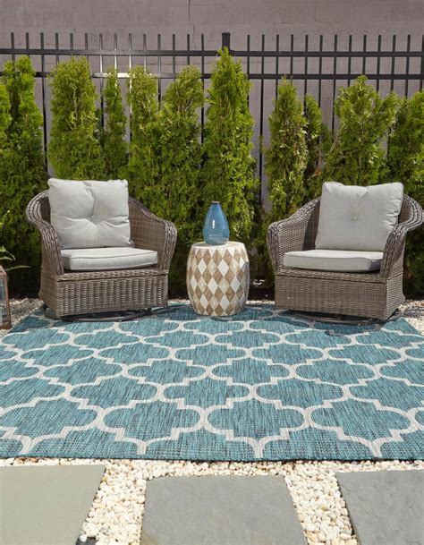 Unique Loom Outdoor Trellis T Koza 20596a Teal Area Rug Incredible