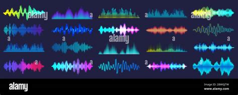 Colored Sound Waves Collection Analog And Digital Audio Signal Music