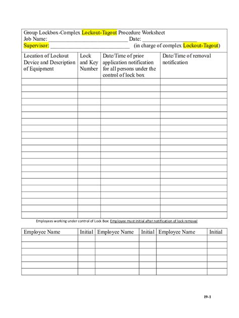 Fillable Online Theescogroup Com12Lockout Tagout FormsGroup Lockbox Complex Lockout Tagout