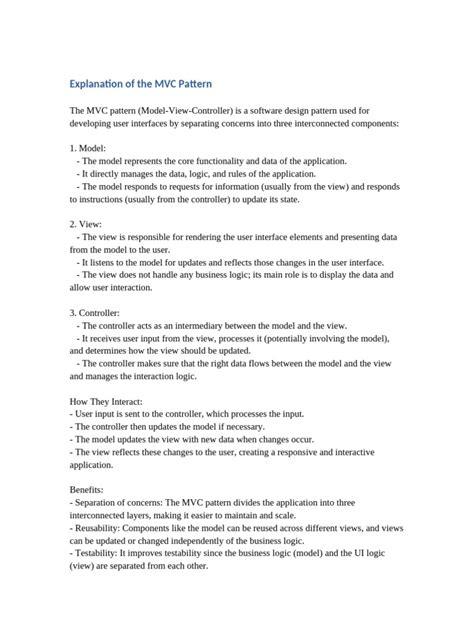 Mvc Pattern Explanation Pdf