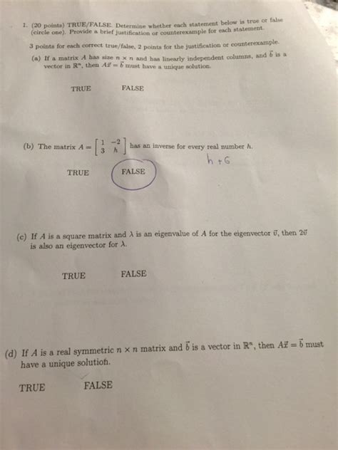 Solved Determine Whether Each Statement Below Is True Or Chegg