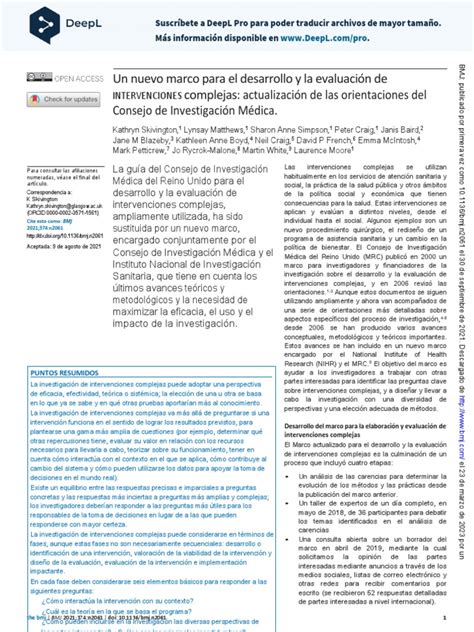 a new framework for developping and evaluating complex interventions
