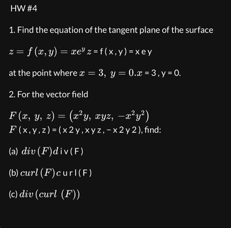 Solved Find The Equation Of The Tangent Plane Of The Chegg