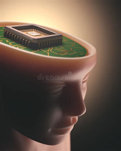 Artificial Intelligence Brain Microchip Stock Illustration