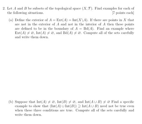 solved 2 let a and b be subsets of the topological space