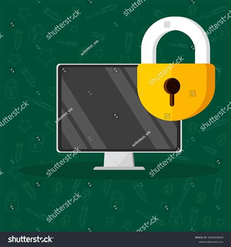 Cyber Security Computer Screen Lock Stock Vector Royalty Free 2044059620 Shutterstock