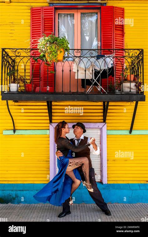 Two Senior Tango Dancers La Boca District Buenos Aires Argentina