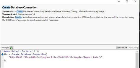 Using Create Database Connection for a ODBC Database in JMP 17 - JMP User Community