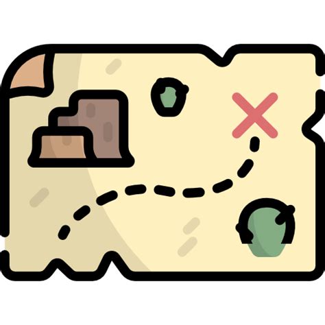 Treasure Map Kawaii Lineal Color Icon