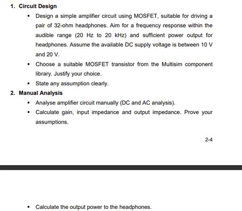 Solved 1 Circuit Design Design A Simple Amplifier Circuit