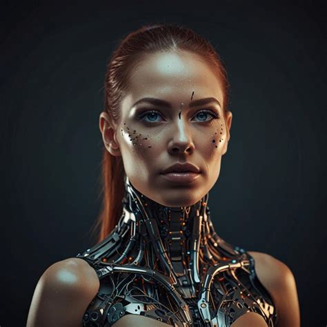 artificial intelligence robot face of robot woman with technology