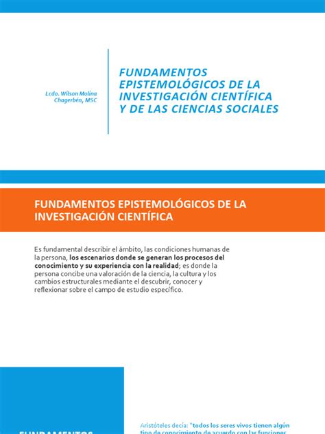 Fundamentos Epistemológicos De La Investigación Científica Y De Las