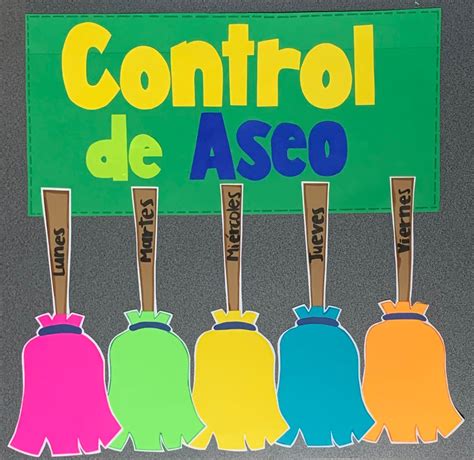 Control De Aseo Horario De Aseo Escuela Colegio Escobas Preschool Classroom Decor Teacher