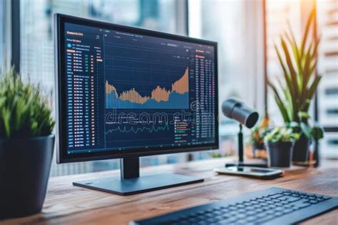 Financial Data Analysis On Computer Screen With Graphs And Charts Showcasing Market Trends And