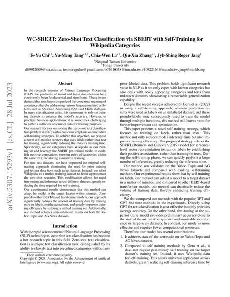 WC SBERT Zero Shot Text Classification Via SBERT With Self Training