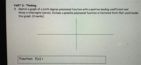 Solved Part D Thinking 5 Sketch A Graph Of A Sixth Degree