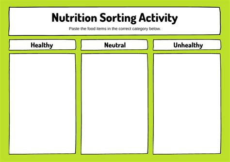 Nutrition Printable Kindergarten Worksheet
