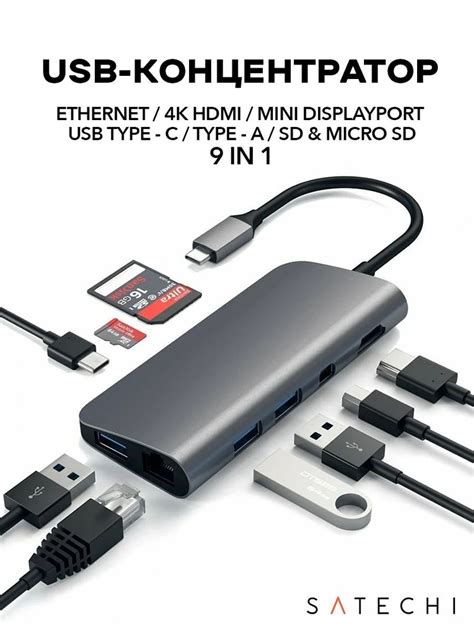 Usb адаптер Satechi Aluminum Type C Multimedia Adapter купить с доставкой по выгодным ценам в