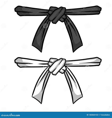 Karate Y Judo De Cinturón Blanco Y Negro Ilustración Del Vector