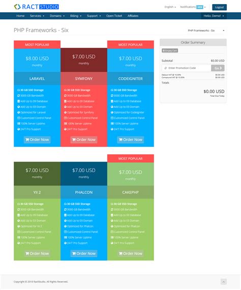 ajax hosting cart whmcs order form template one page order