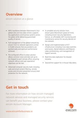 Mainstream Renewable Power Chose Eircom Managed Network Services To