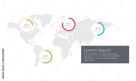 Infographic Vector World Map With Multiple Locations World Map With