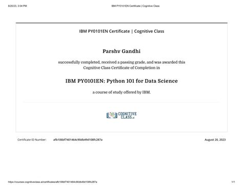 Python Datascience Ibmdatascience Pythoncertificate Parshv
