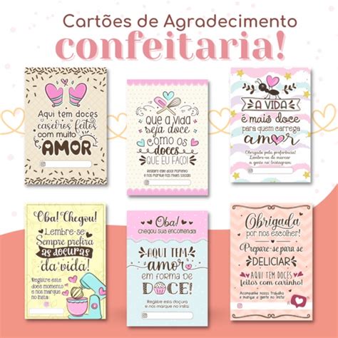 Cartão de Agradecimento 50 unidades Confeitaria Shopee Brasil