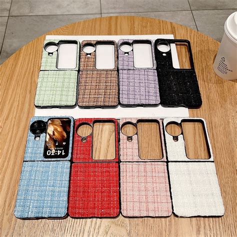 For OPPO Find N Flip Plaid Fabric PC Protective Phone Case Red Alexnld Com