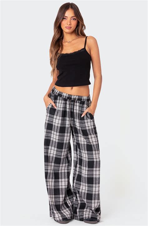 Edikted Lounge Around Plaid Wide Leg Pants Nordstrom Clothes