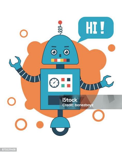 Robot Biru Dengan Gelembung Ucapan Ilustrasi Stok Unduh Gambar