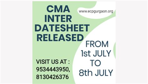 Cma Inter Datesheet Released Ecp