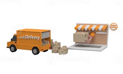 3d E Commerce Concept Shopping Online And Delivery Service On