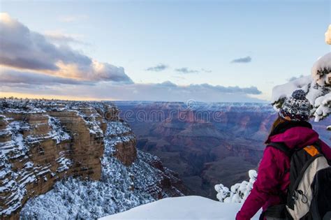 Girl In Winter In Grand Canyon National Park United States Of America