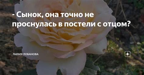 Сынок она точно не проснулась в постели с отцом Лилия Лобанова Дзен