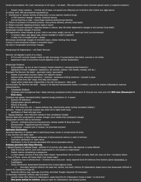 Path 3610 Notes Unit 1 Genetic Abnormalities 4th Last Mechanism Of