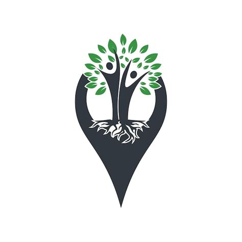 가계도 뿌리와 Gps 아이콘 로고 디자인 프리미엄 벡터