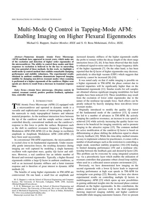 Pdf Multimode Q Control In Tapping Mode Afm Enabling Imaging On Higher Flexural Eigenmodes