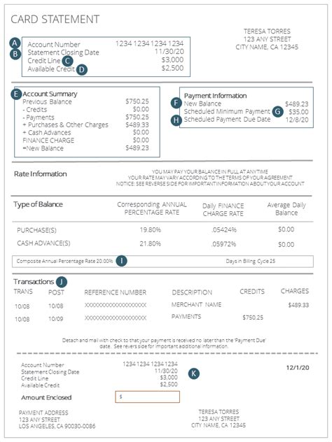 Example Credit Card Statement